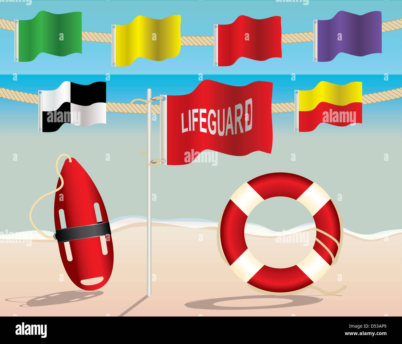 Lifeguard safety and warning flags and life saving equipment for the ...