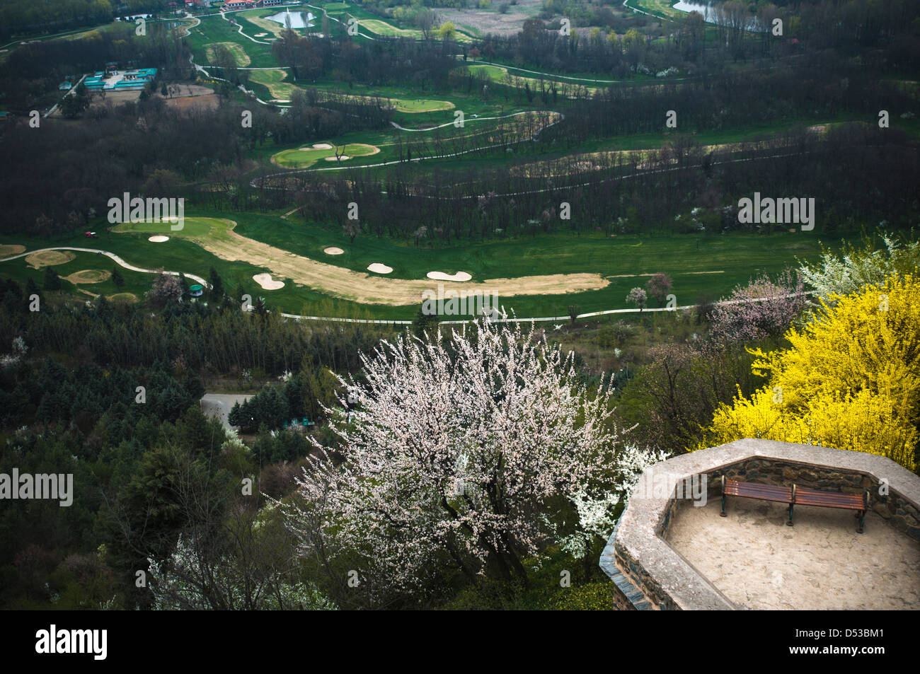 Aerial view of golf course, Srinagar, Jammu And Kashmir, India Stock ...