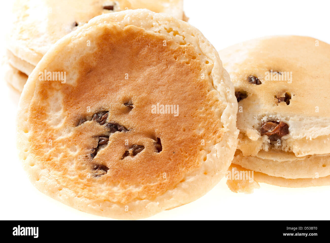 Pile of round raisin pancakes Stock Photo - Alamy