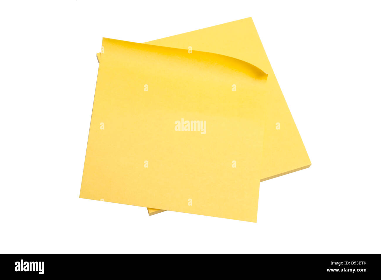 Yellow memo paper isolated on white background Stock Photo - Alamy