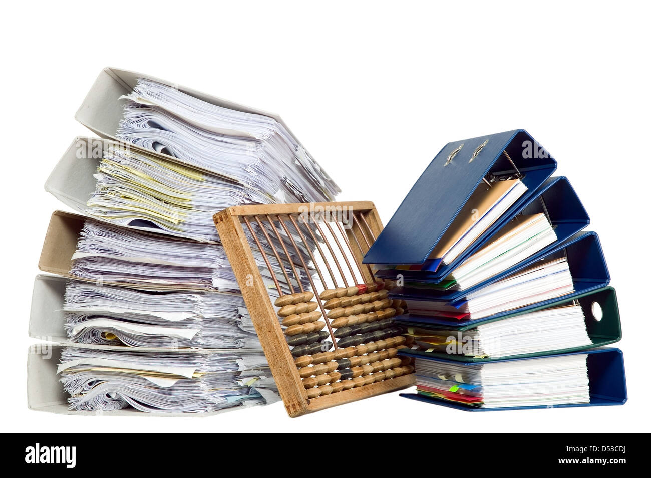 Old mathematical calculator abacus with bunch of papers Stock Photo - Alamy