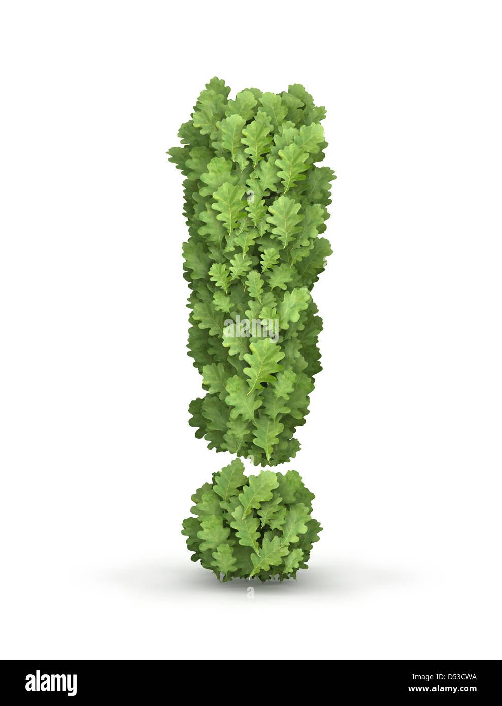 Exclamation mark from fresh green oak grow leaves Stock Photo - Alamy