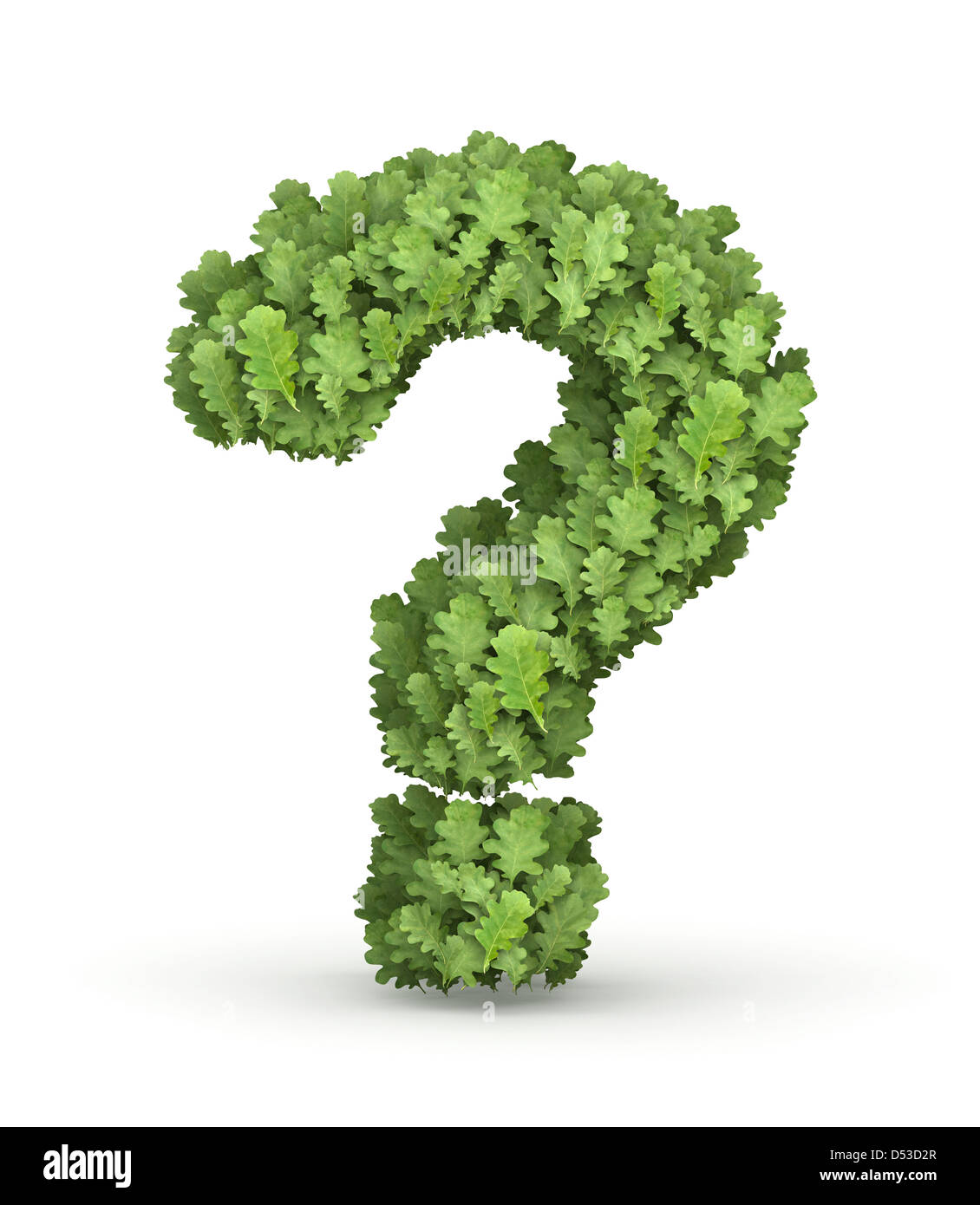 Question mark from fresh green oak grow leaves Stock Photo - Alamy