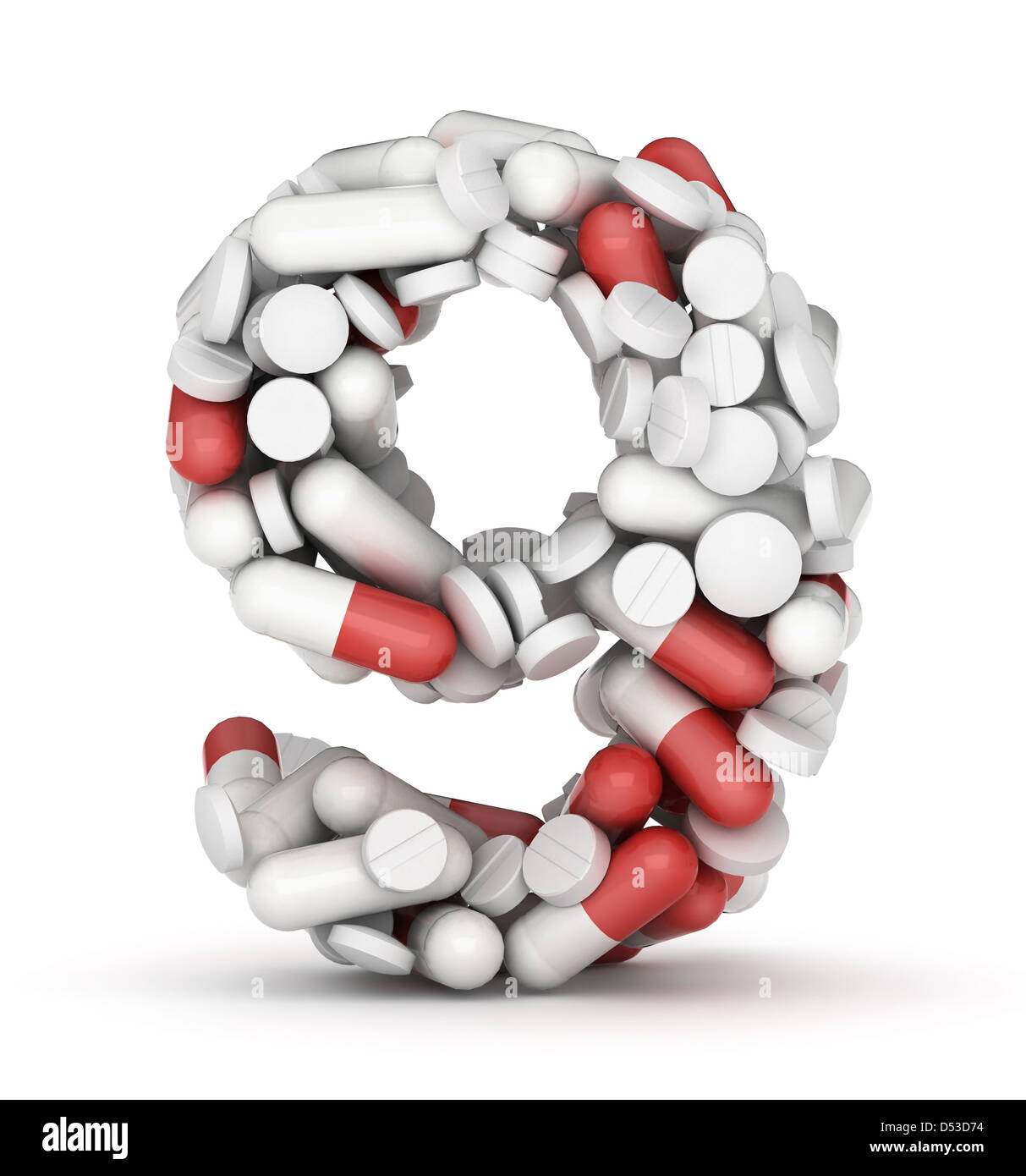 Number 9, alphabet of medicine pills Stock Photo - Alamy