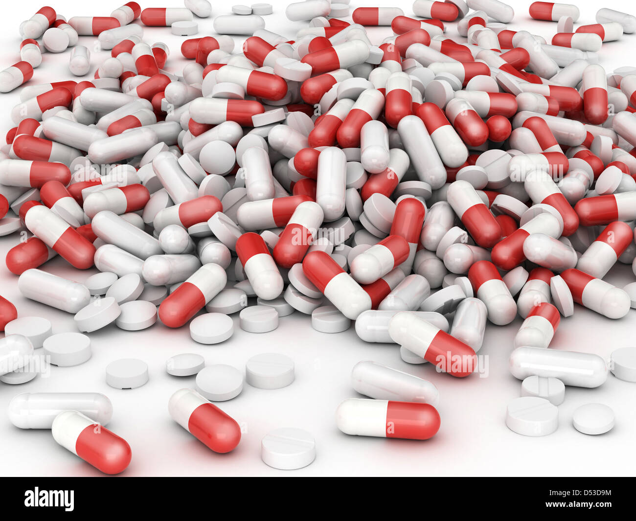 Huge pills and capsules heap on white background Stock Photo - Alamy