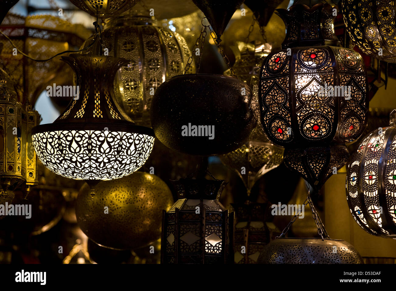 Moroccan Lights in Marrakech Markets Stock Photo - Alamy