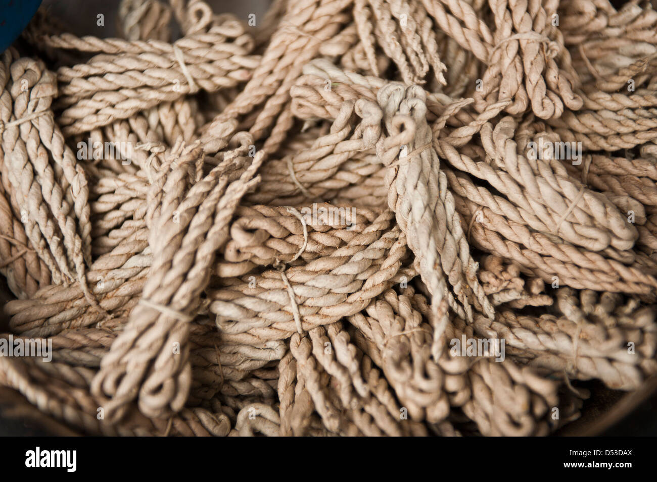 Rope bundles for sale at a market stall, Nepal Stock Photo - Alamy