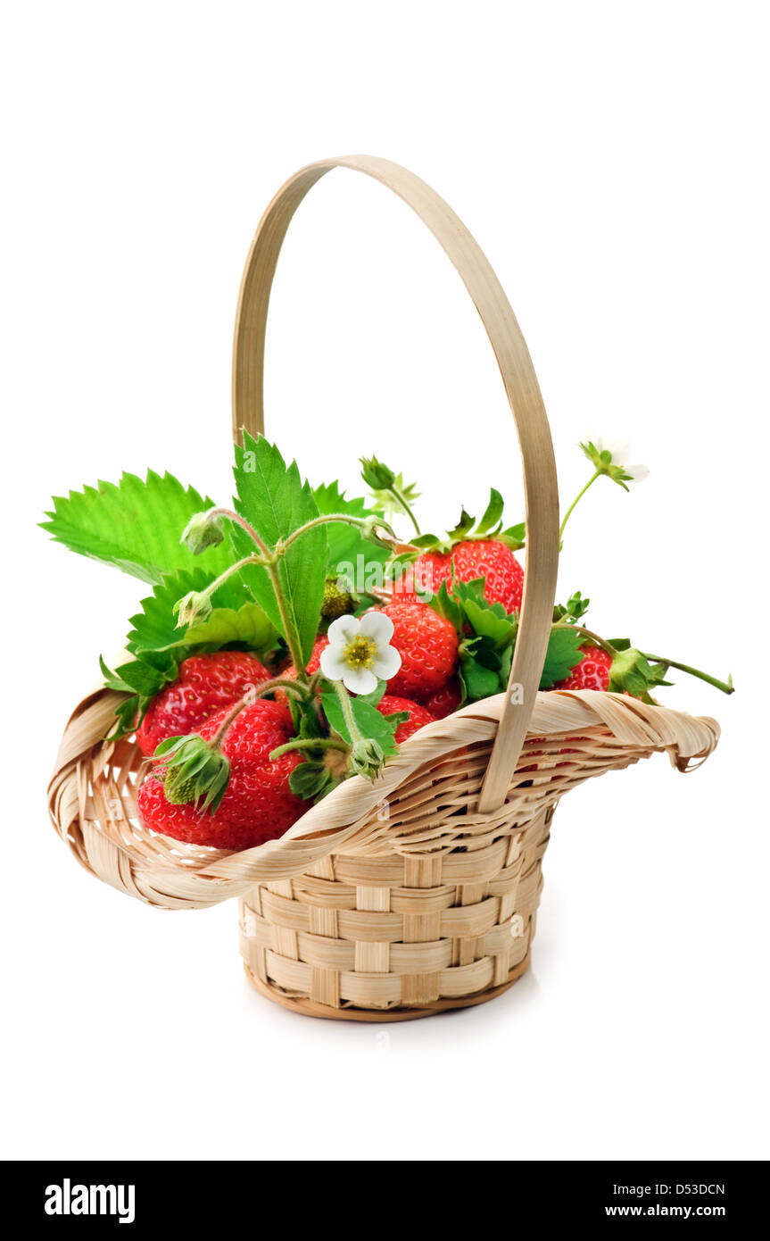 strawberry and basket isolated on white Stock Photo - Alamy