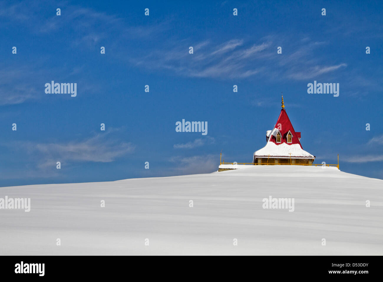 Temple in snow, Kashmir, Jammu And Kashmir, India Stock Photo - Alamy
