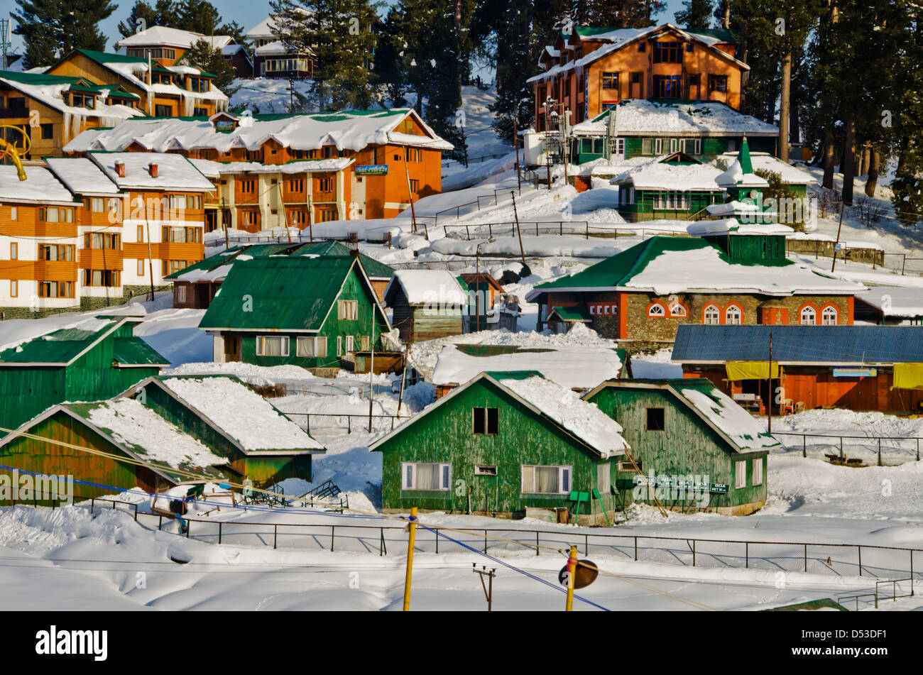 Ski resort in winter, Gulmarg, Jammu And Kashmir, India Stock Photo - Alamy