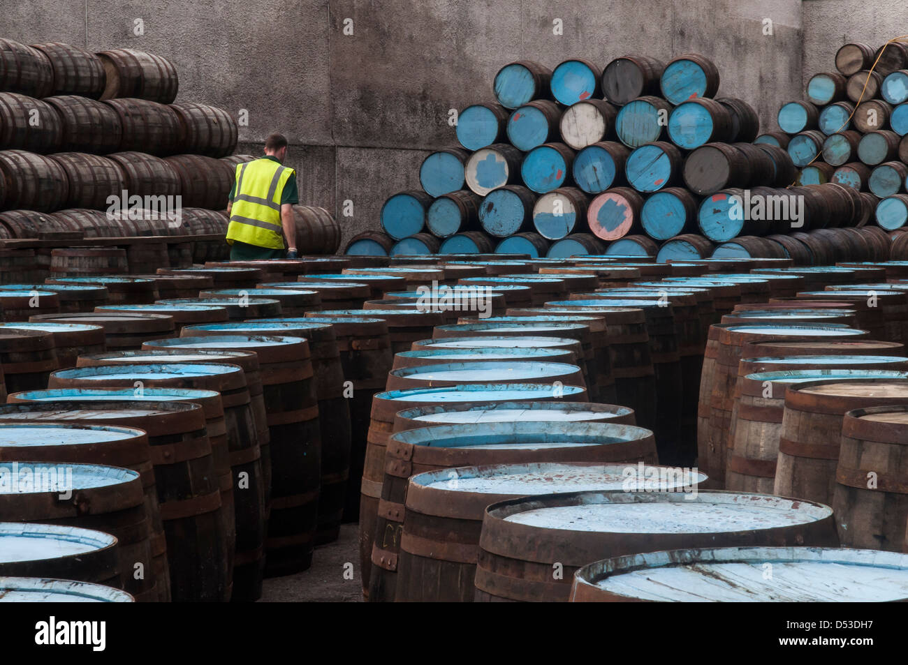 Whisky barrels in destillery yard Stock Photo - Alamy