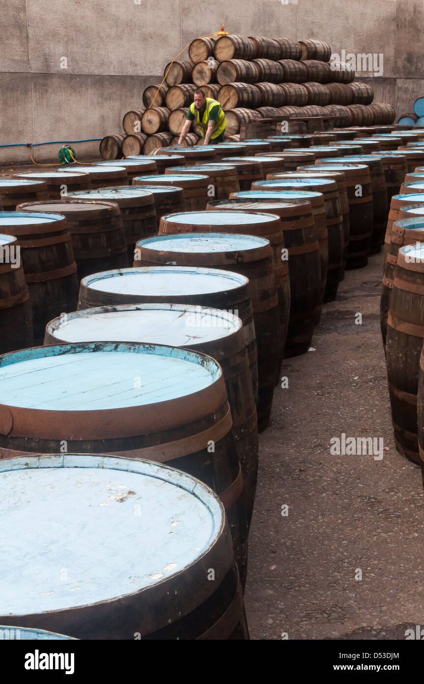 Whisky barrels in destillery yard Stock Photo - Alamy