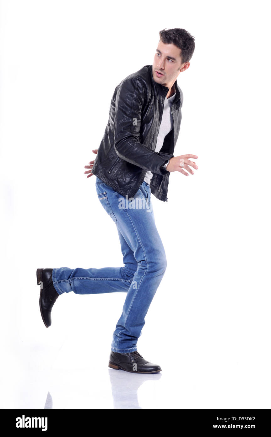 Man running away danger hi-res stock photography and images - Alamy