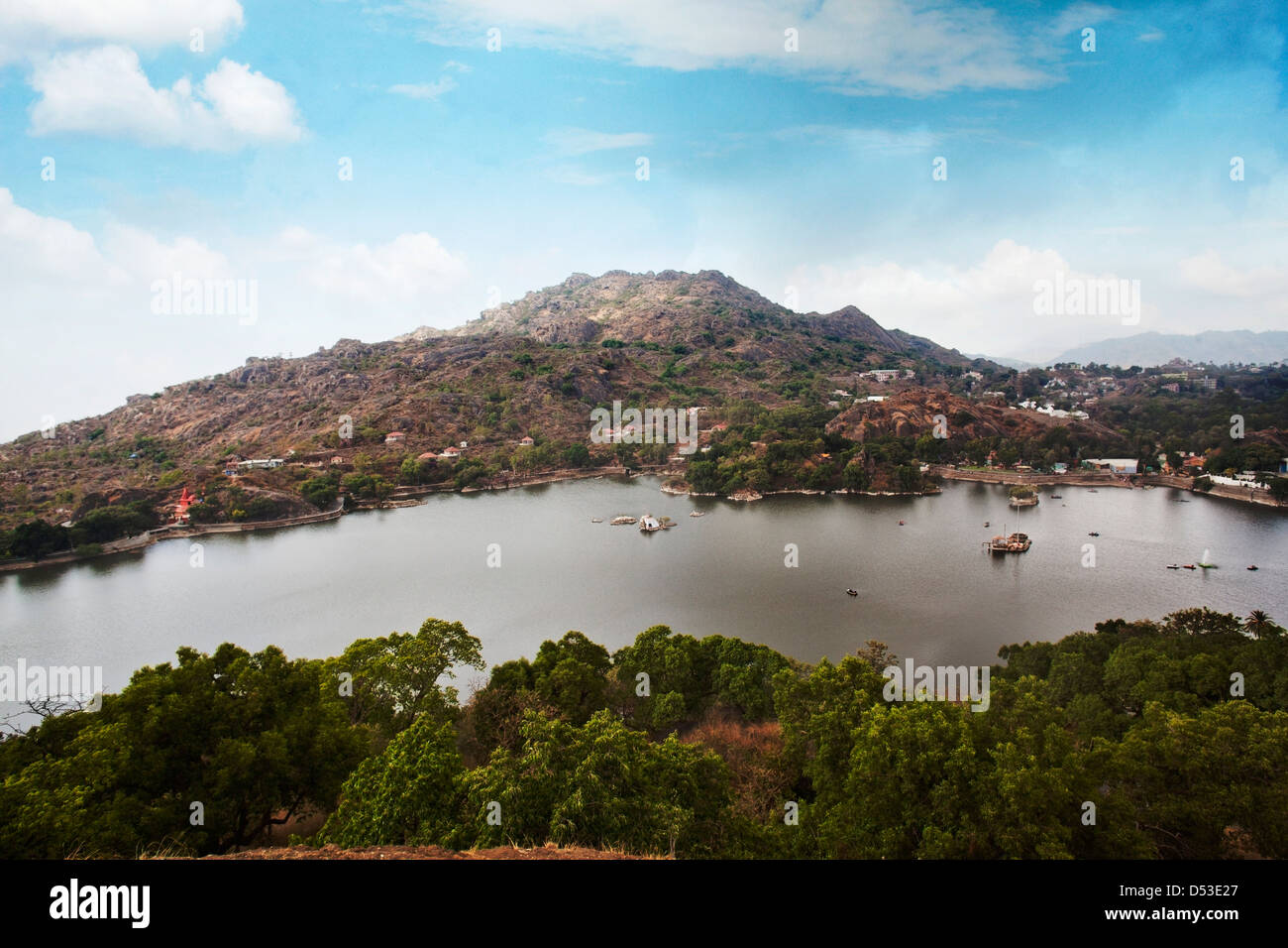 High angle view of a lake, Nakki Lake, Mount Abu, Sirohi District ...