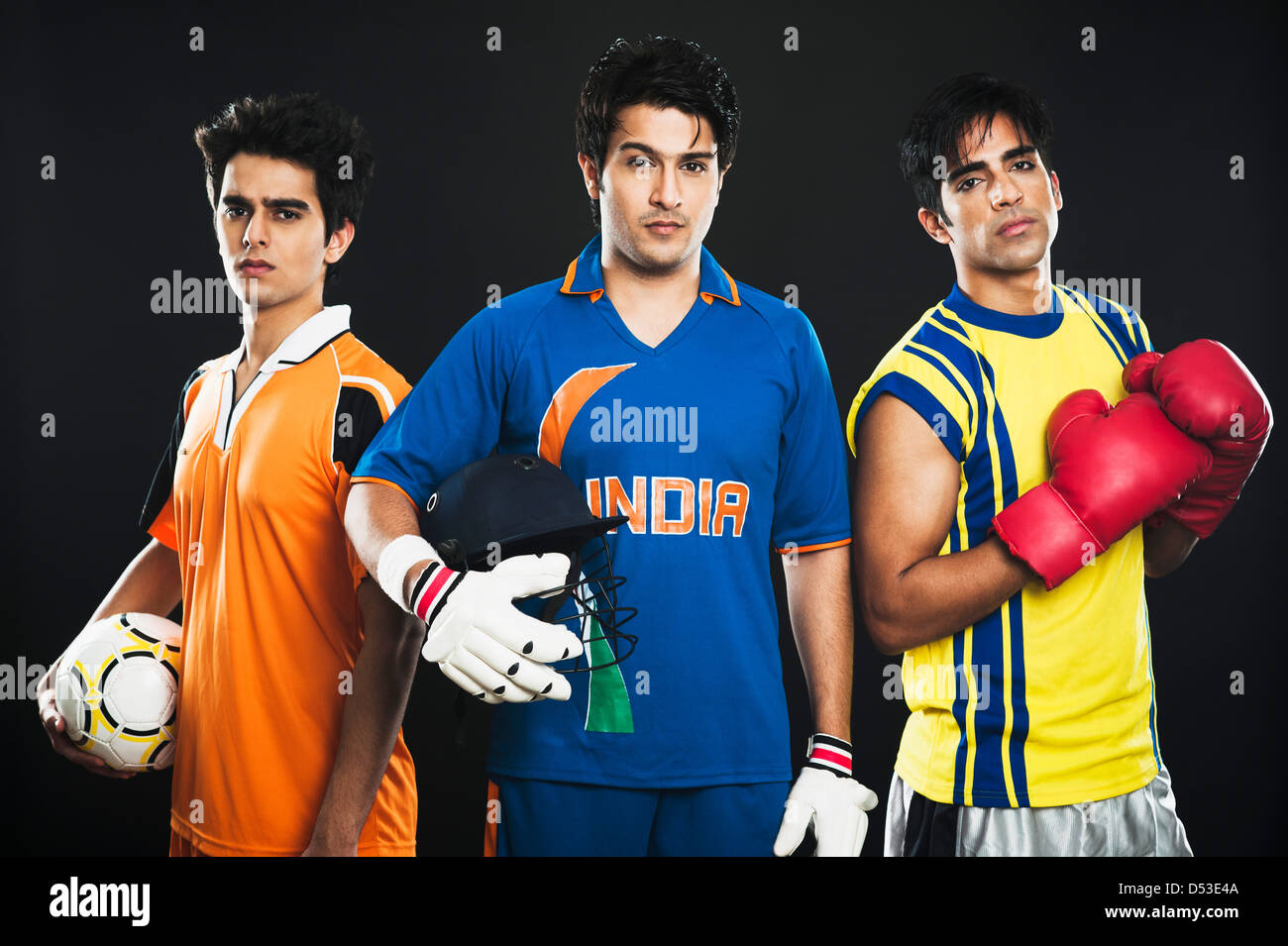 Portrait of three different sportsmen Stock Photo - Alamy