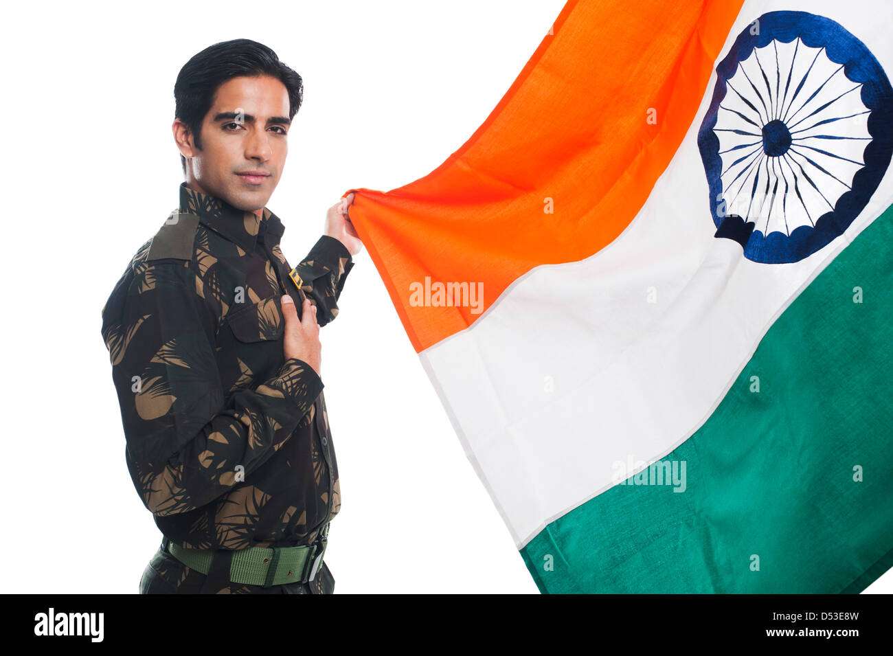 Indian Army Man With Flag