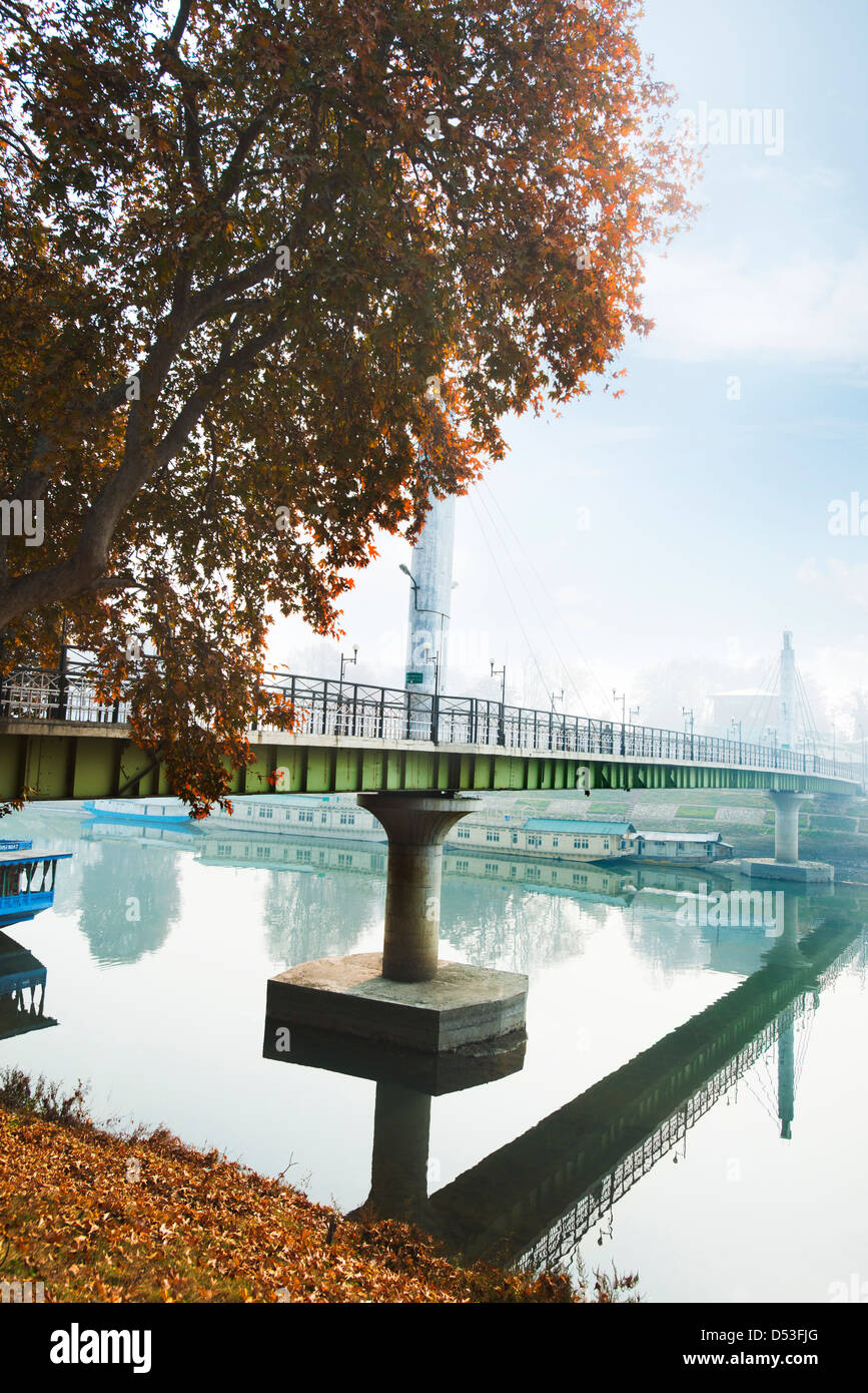 Bridge across the river, Jhelum River, Srinagar, Jammu And Kashmir ...