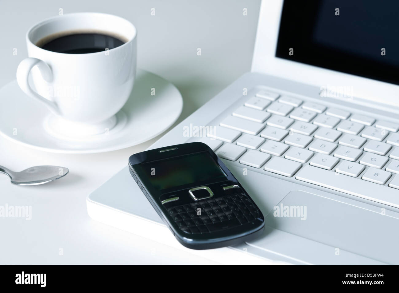 Laptop phone coffee hi-res stock photography and images - Alamy