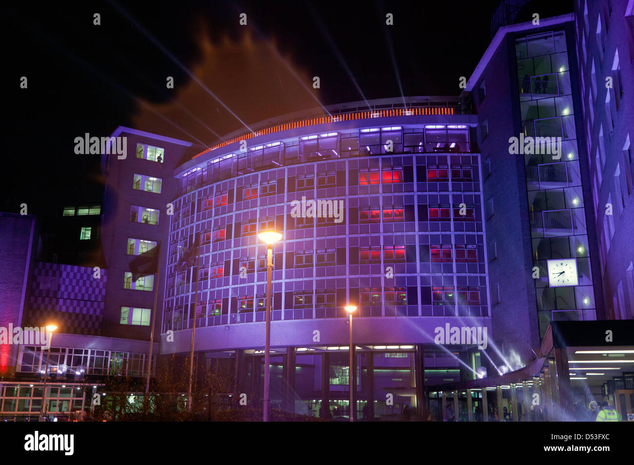 BBC TV Centre illuminated during the last live broadcast ever to be ...