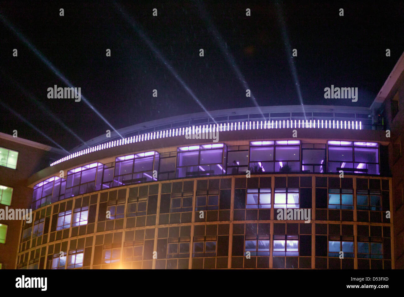 BBC TV Centre illuminated during the last live broadcast ever to be ...