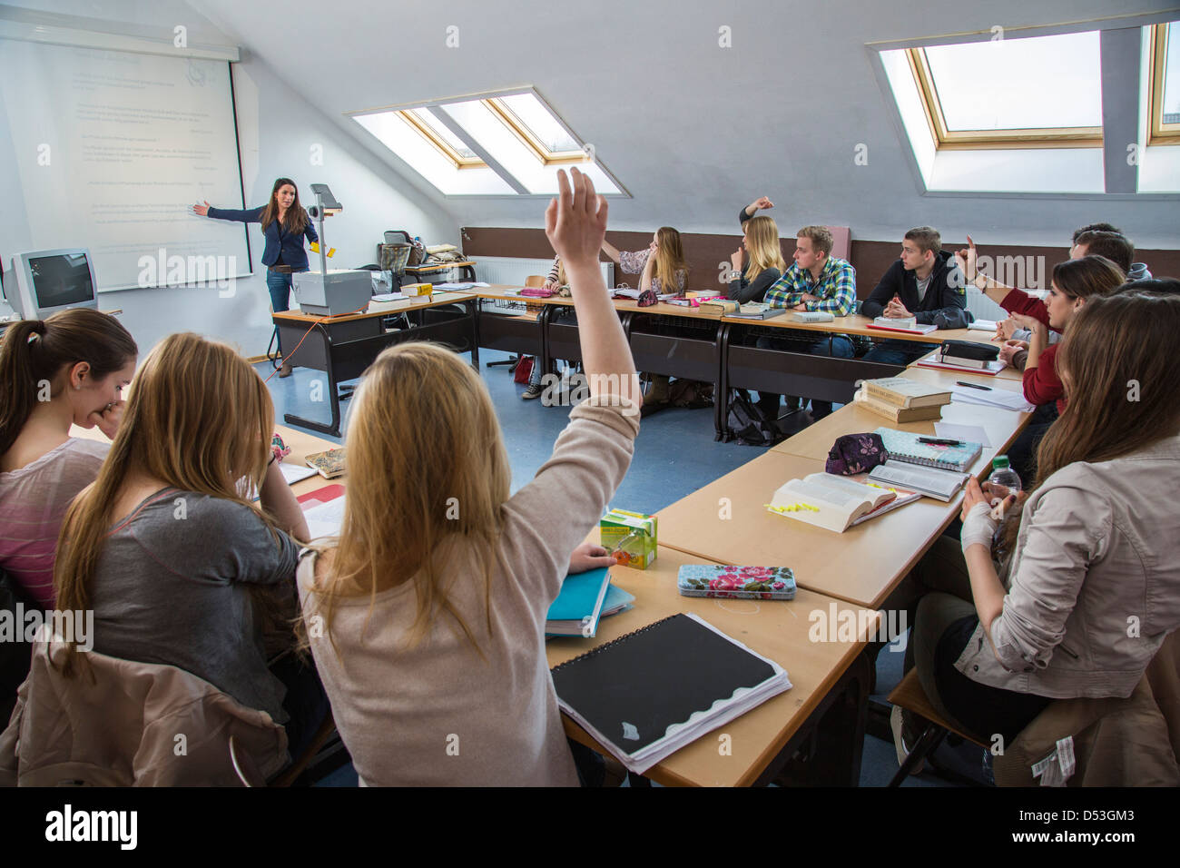 Students at a high school, in the classroom, at a lesson Stock Photo ...