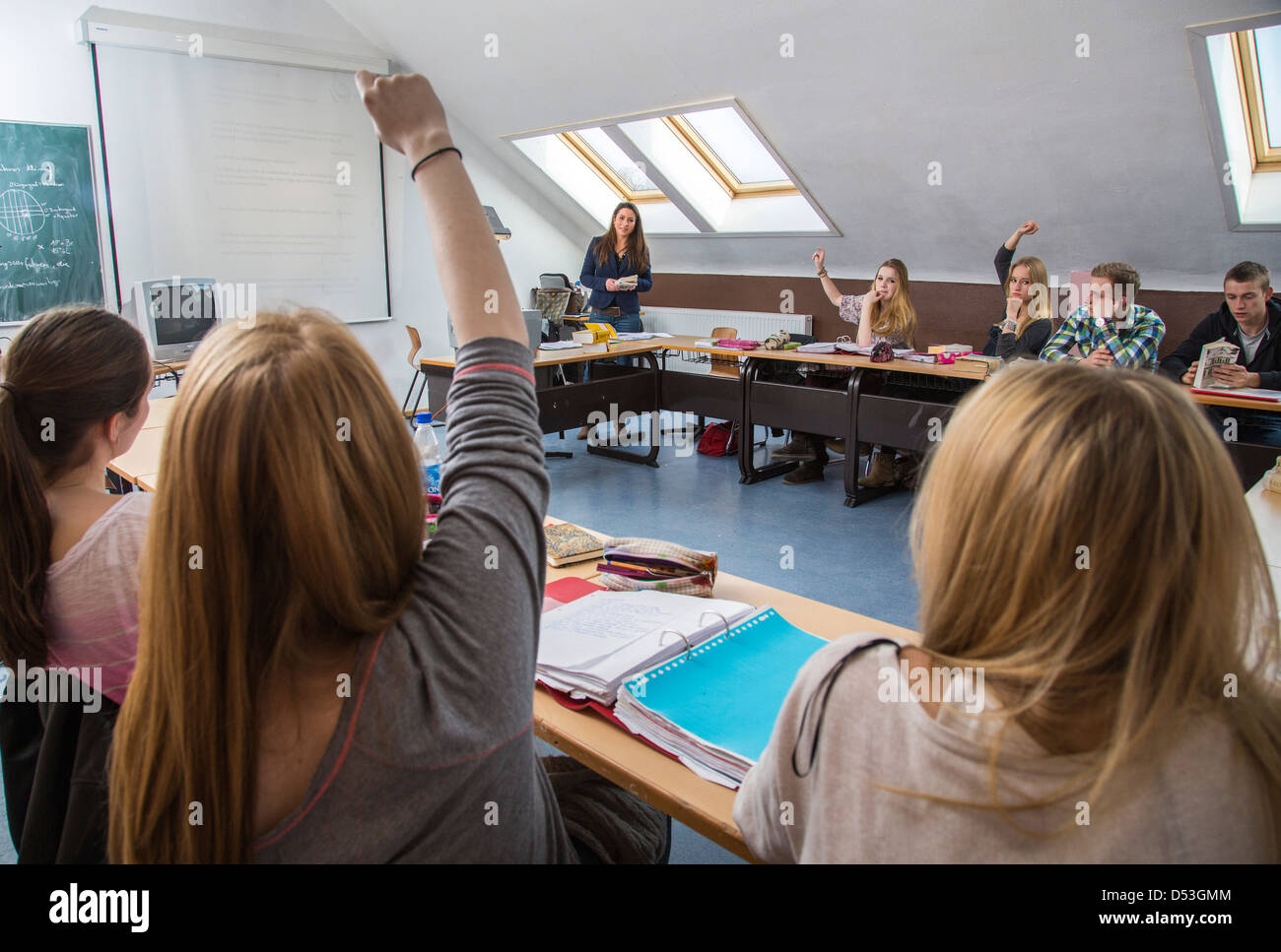 Students at a high school, in the classroom, at a lesson Stock Photo ...