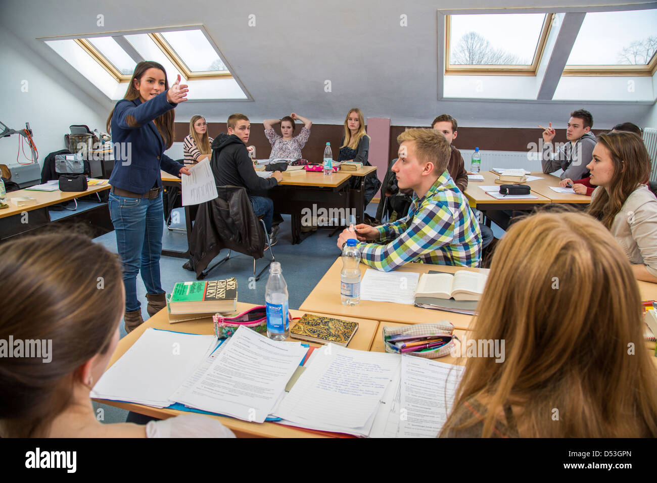 Students at a high school, in the classroom, at a lesson Stock Photo ...