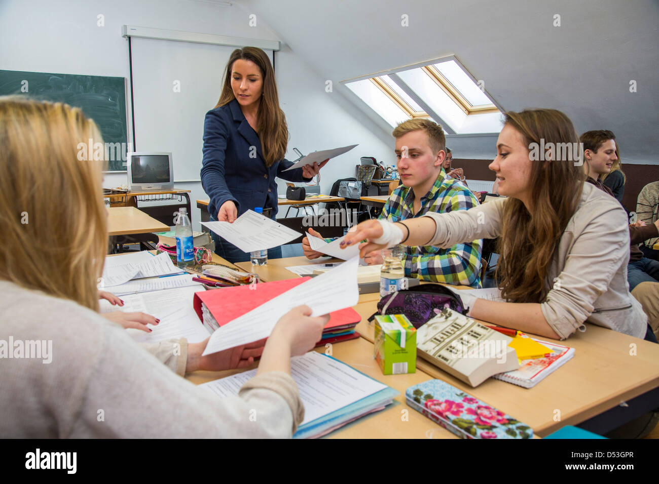 Students at a high school, in the classroom, at a lesson Stock Photo ...