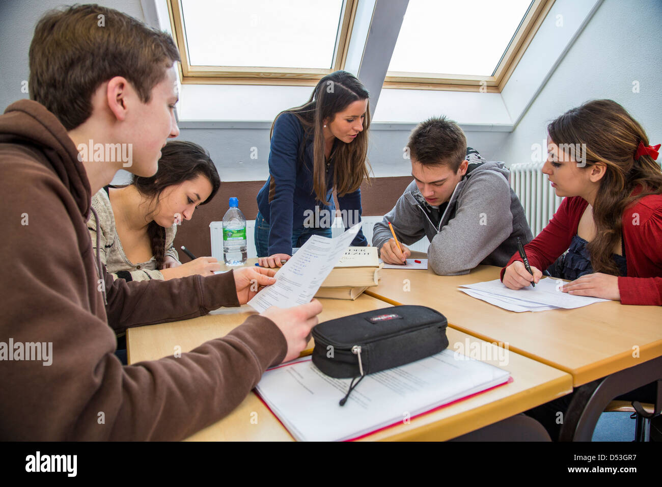 Students at a high school, in the classroom, at a lesson Stock Photo ...