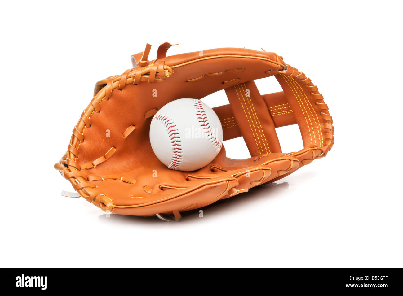 baseball ball in leather glove Stock Photo - Alamy