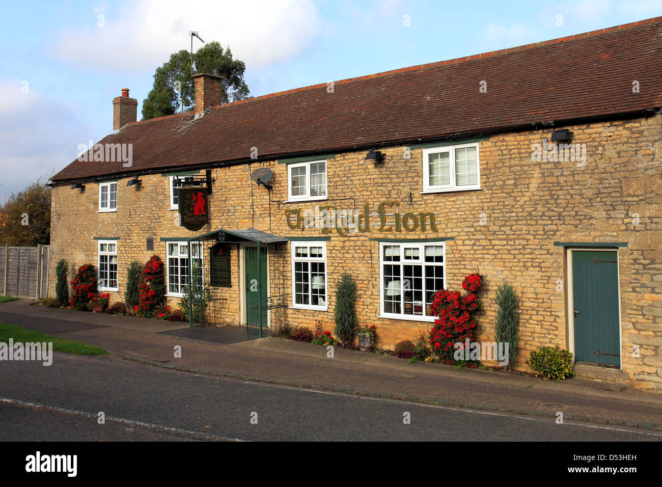 Red Lion pub; Warmington village; Northamptonshire county; England; UK ...
