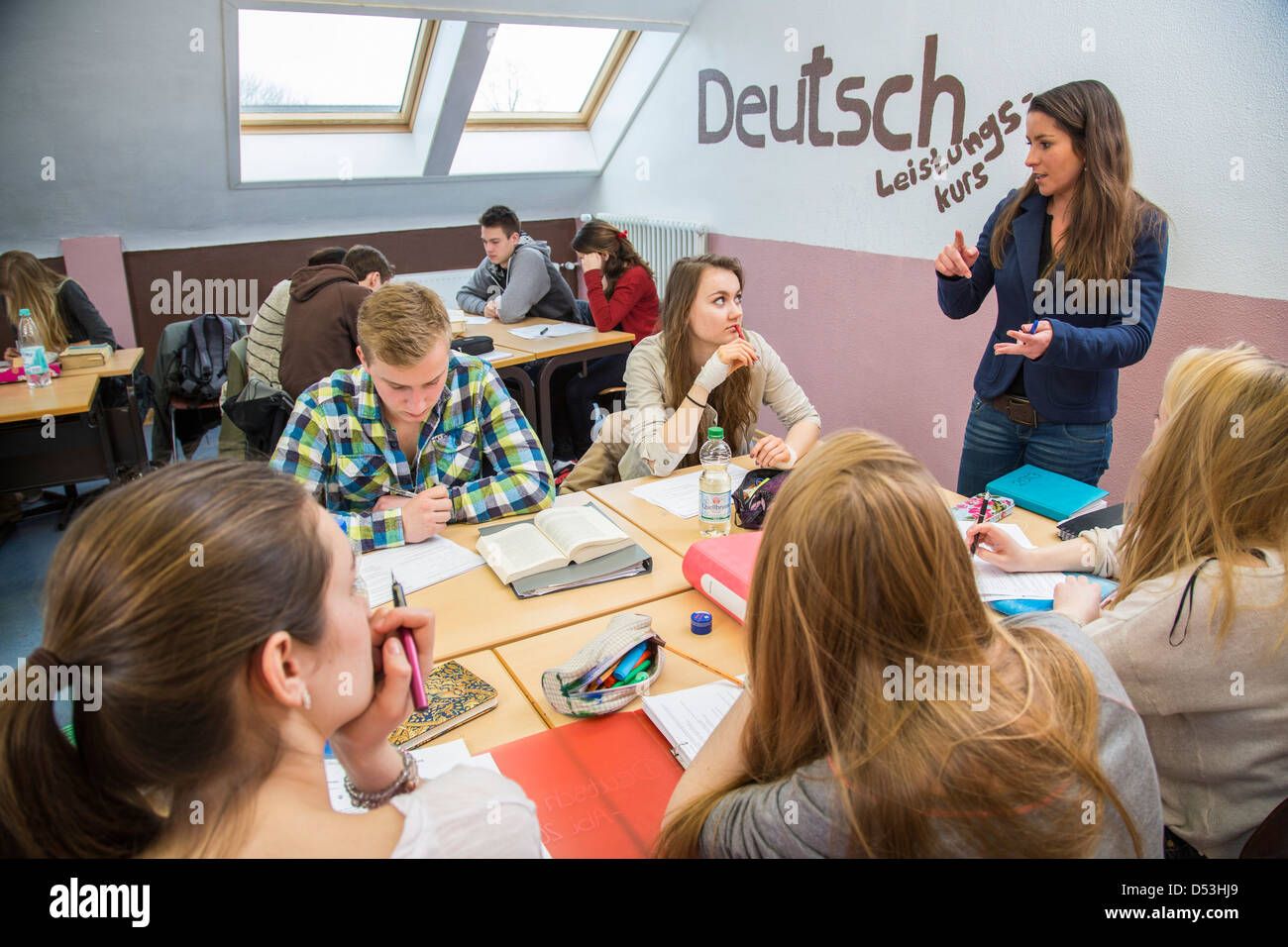 Students at a high school, in the classroom, at a lesson Stock Photo ...