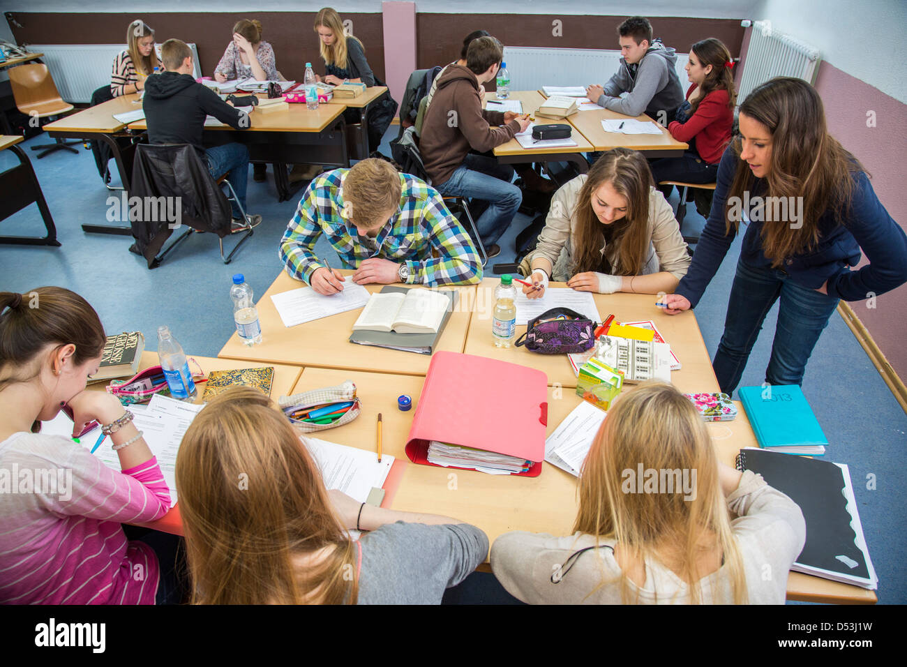 Students at a high school, in the classroom, at a lesson Stock Photo ...