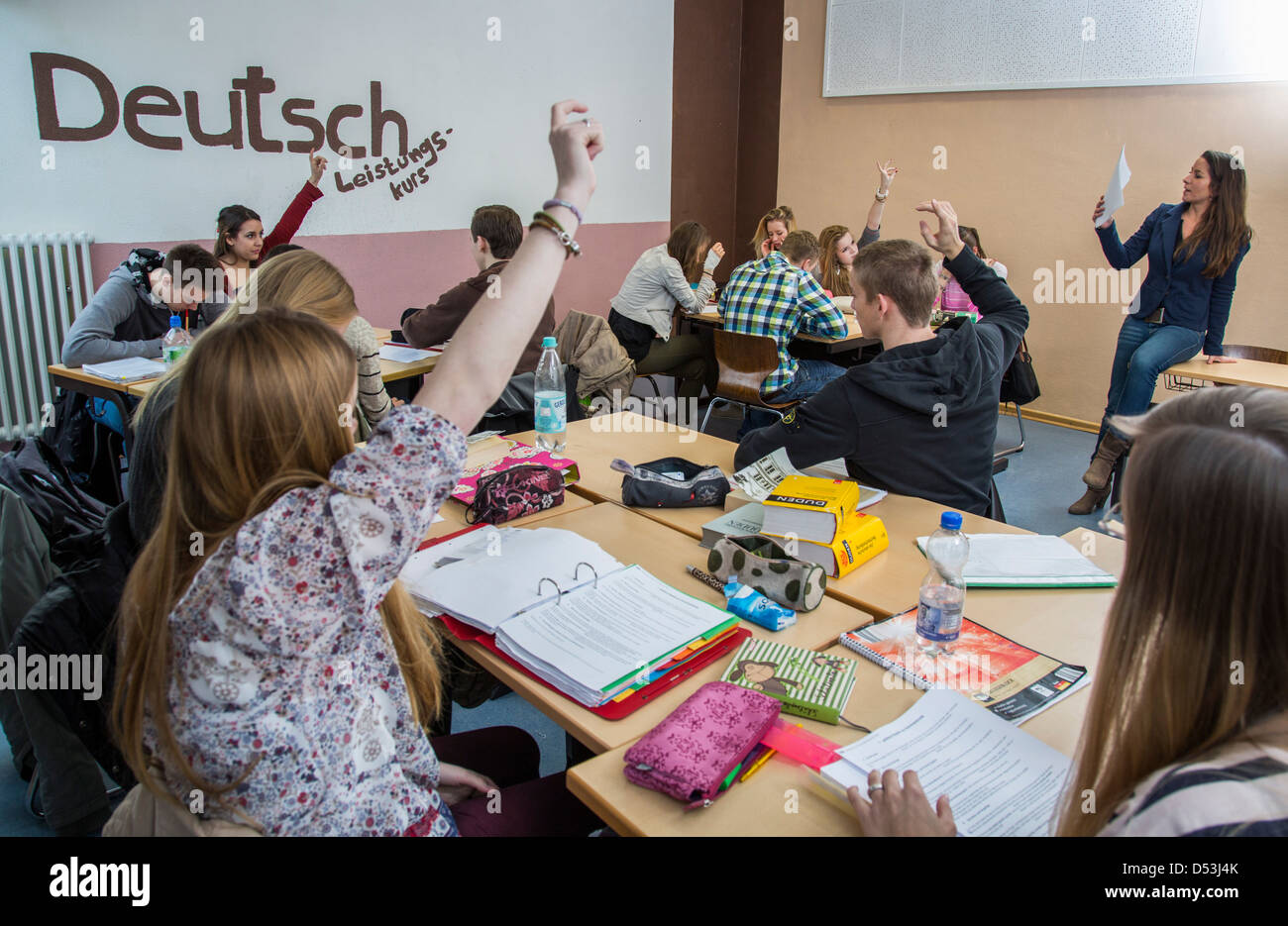 Students at a high school, in the classroom, at a lesson Stock Photo ...