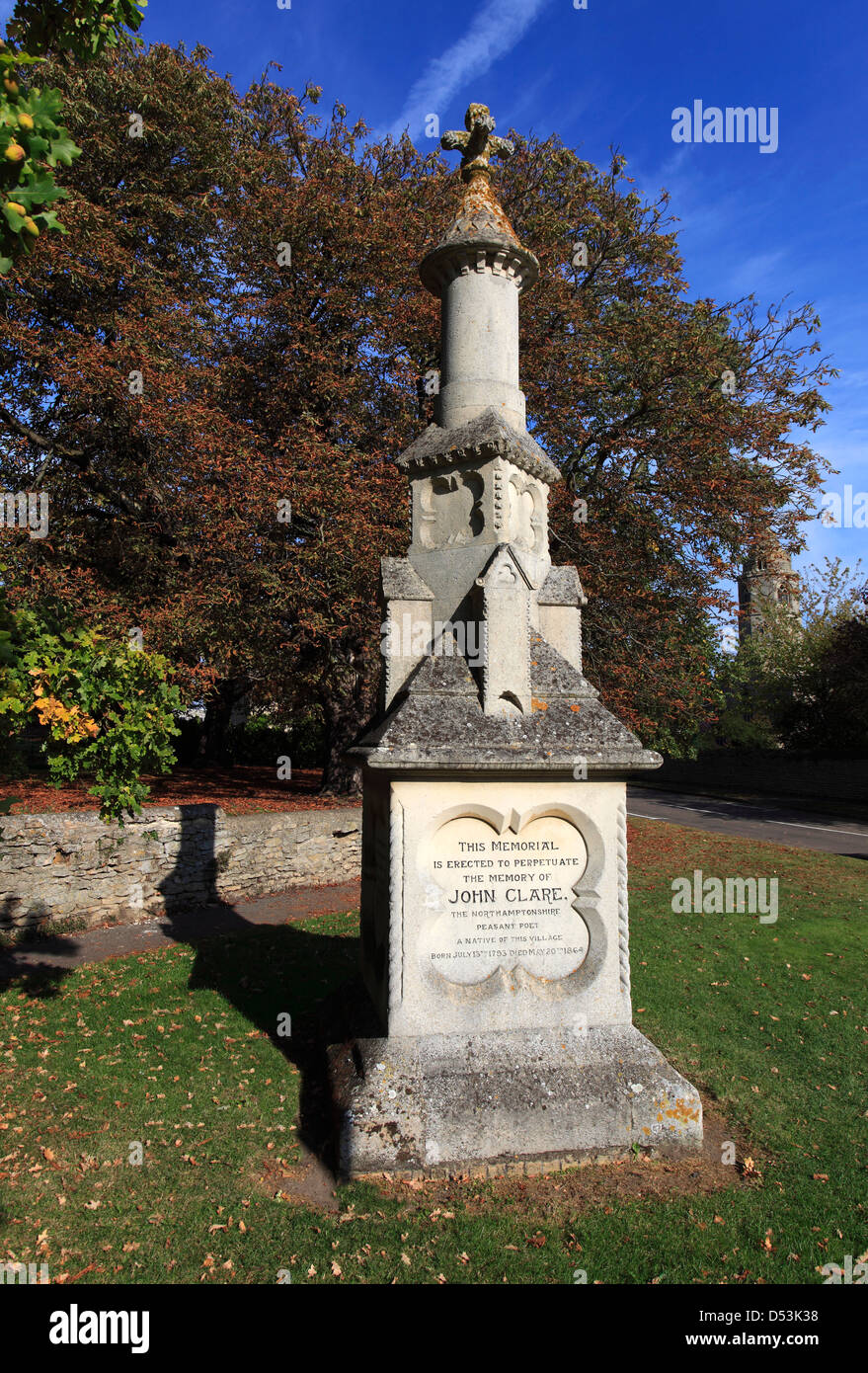Autumn colours, John Clare memorial ( peoples poet ), Helpston village ...