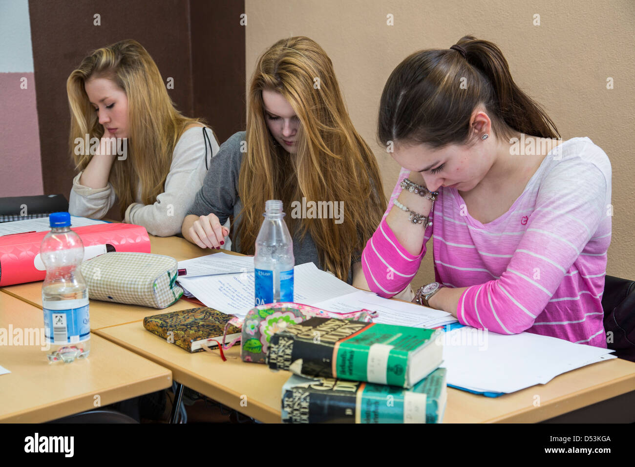 Students at a high school, in the classroom, at a lesson Stock Photo ...