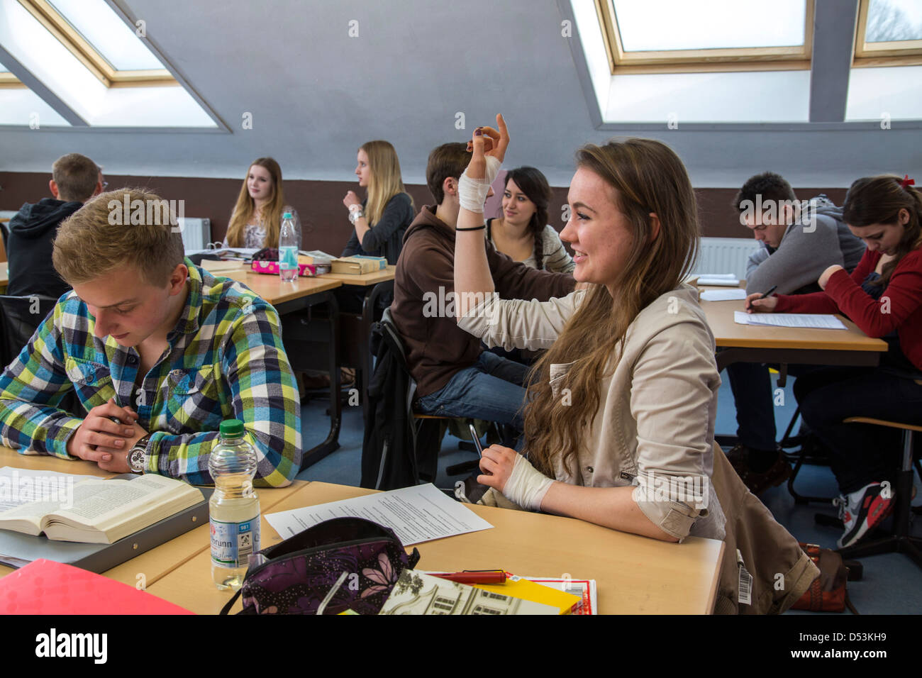 Students at a high school, in the classroom, at a lesson Stock Photo ...