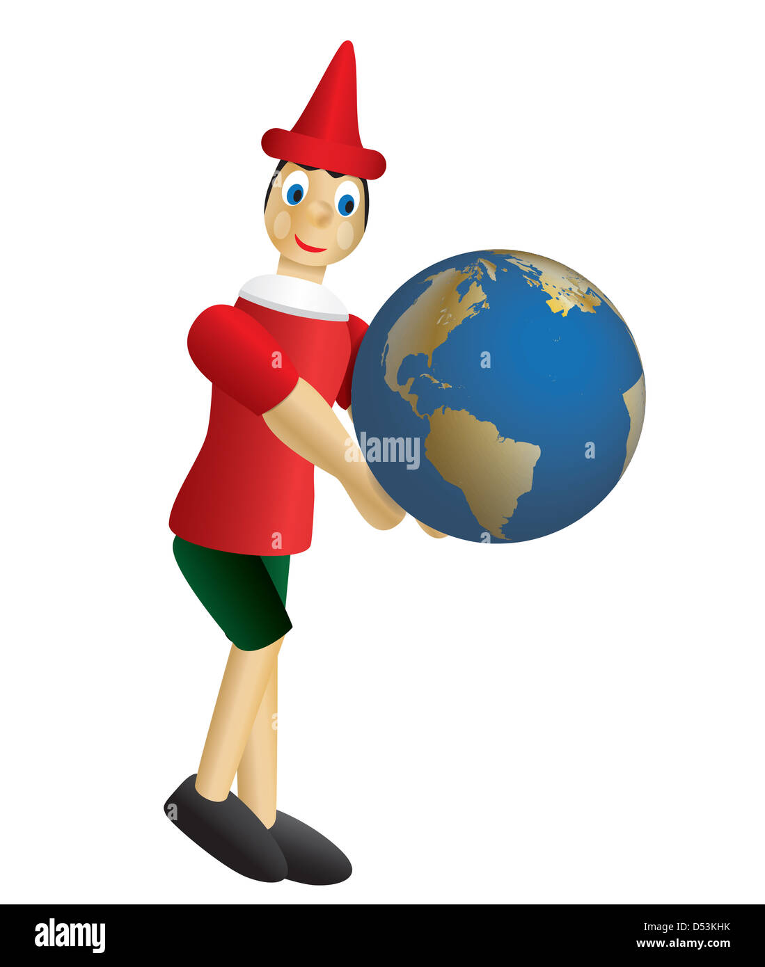 puppet pinocchio vector on white background Stock Photo - Alamy