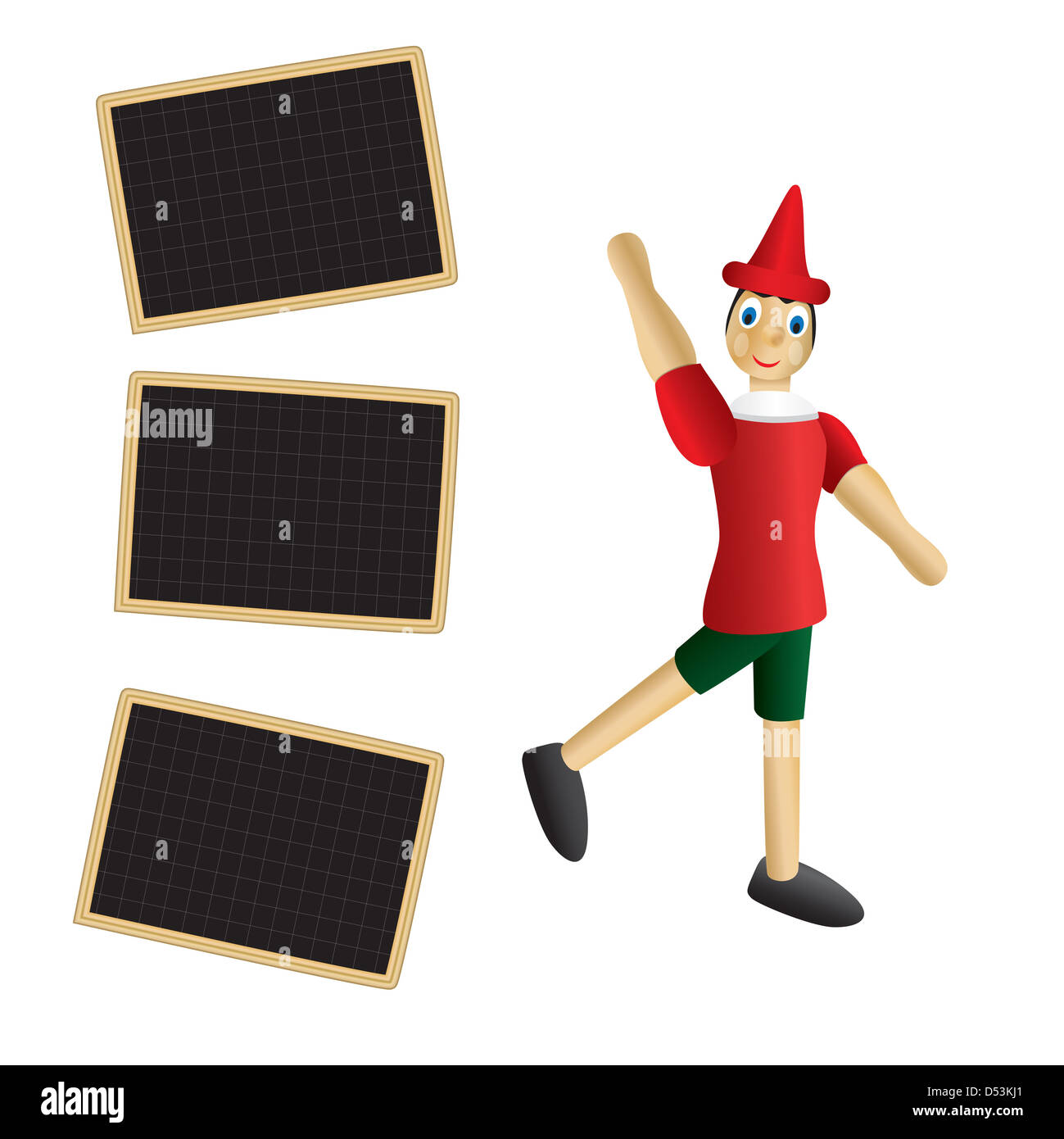 puppet pinocchio vector on white background Stock Photo - Alamy