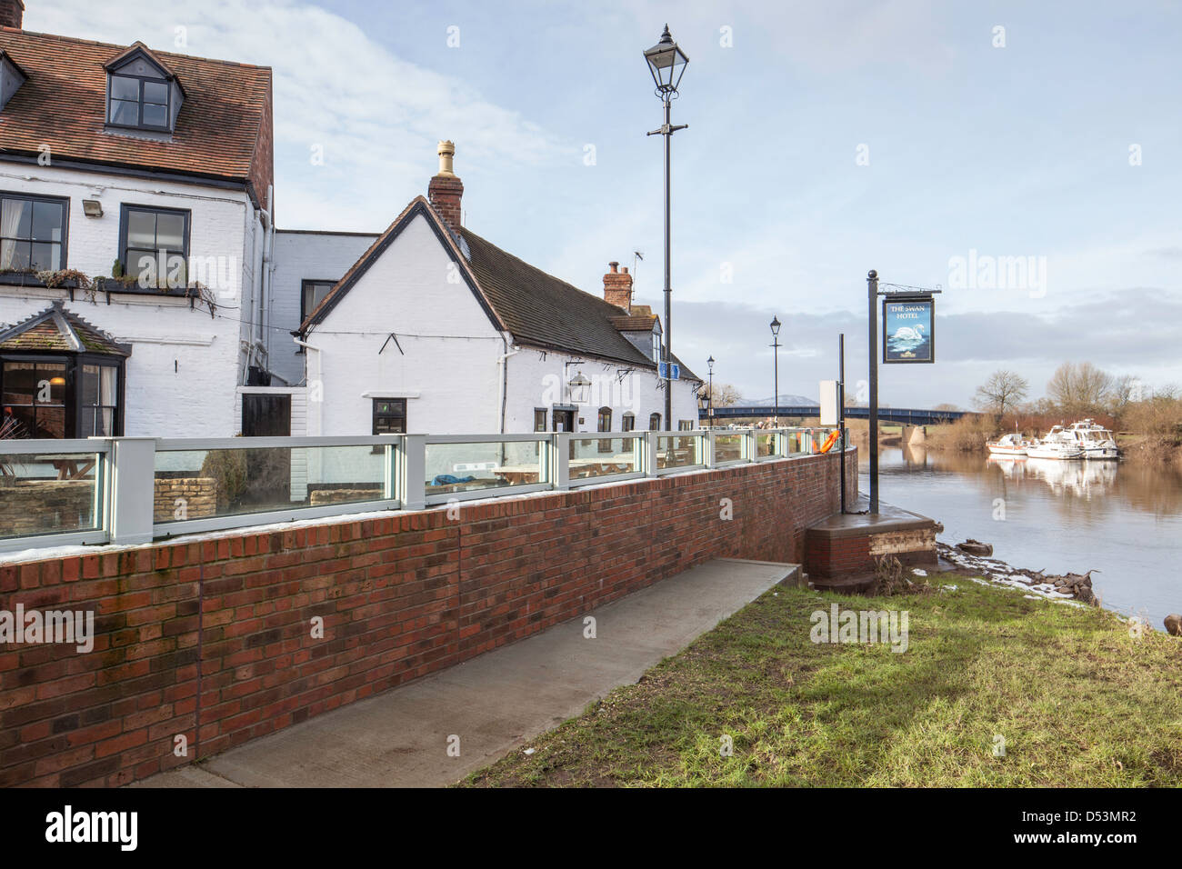 Upton Upon Severn Flood Defence Barrier Alongside The River Severn