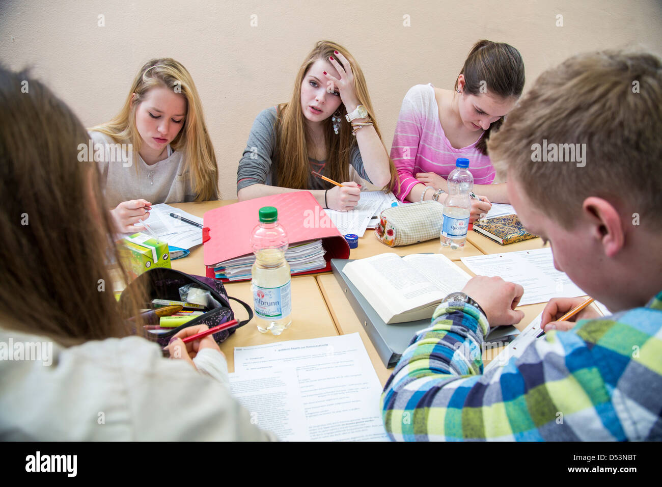 Students at a high school, in the classroom, at a lesson Stock Photo ...