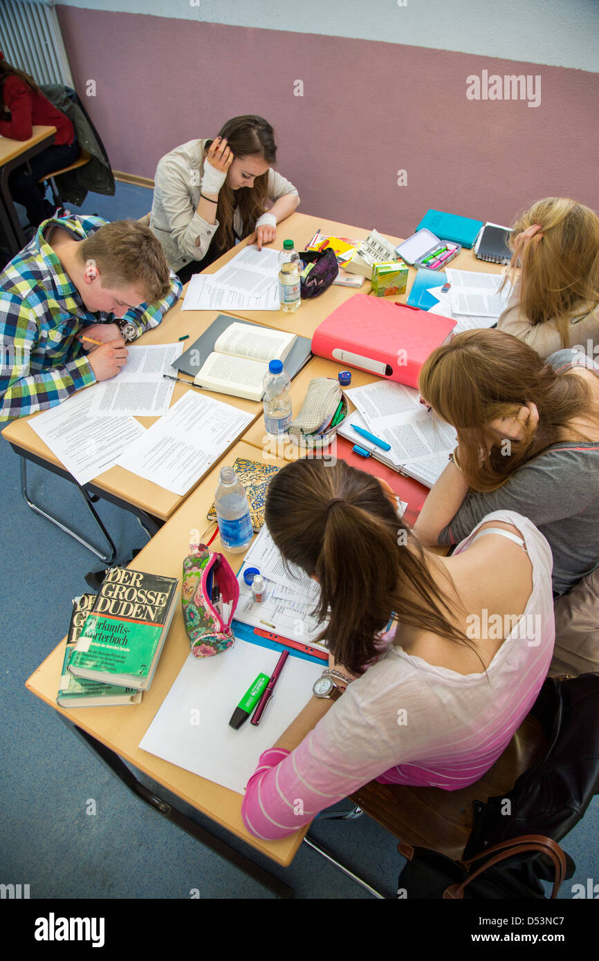 Students at a high school, in the classroom, at a lesson Stock Photo ...