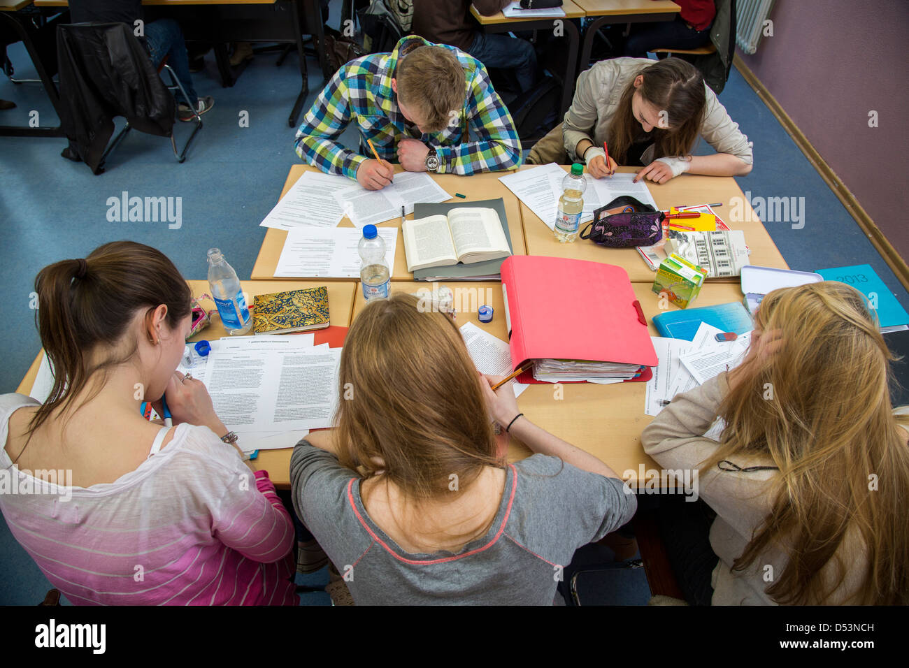 Students at a high school, in the classroom, at a lesson Stock Photo ...