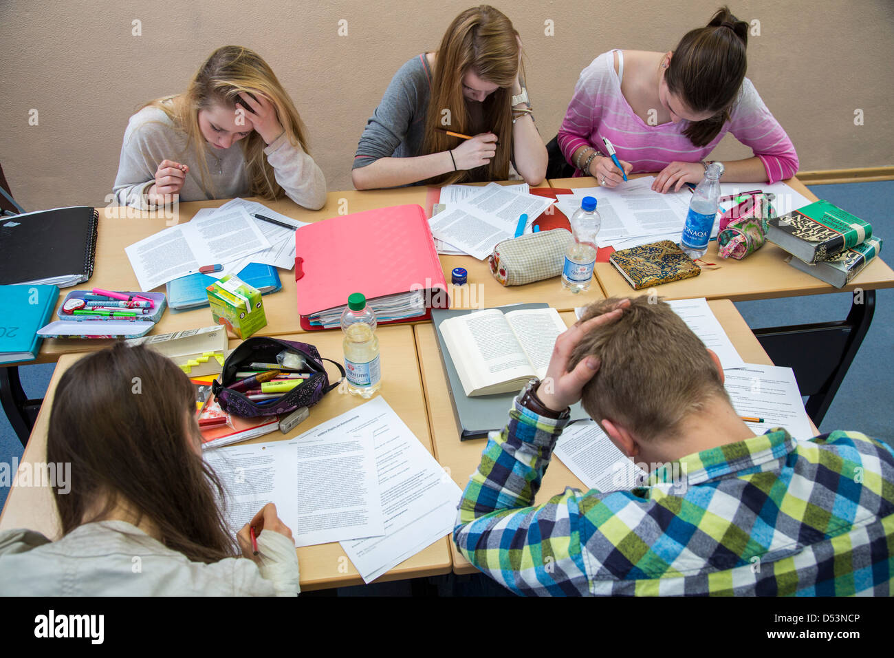 Students at a high school, in the classroom, at a lesson Stock Photo ...