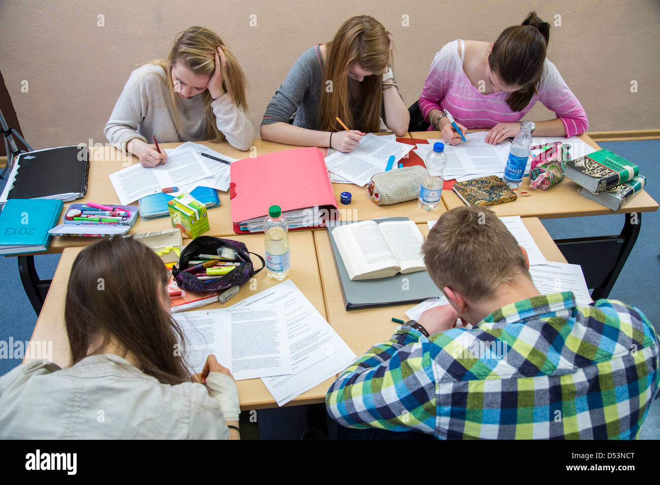 Students at a high school, in the classroom, at a lesson Stock Photo ...
