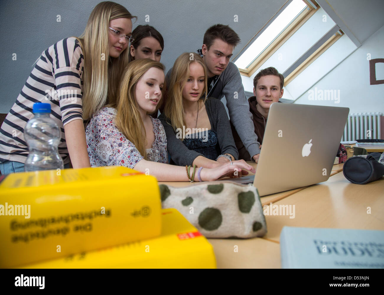 Students at a high school, in the classroom, at a lesson Stock Photo ...