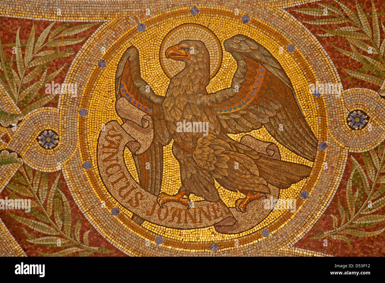 MADRID - MARCH 9: Mosaic of eagle as symbol of Saint John the ...