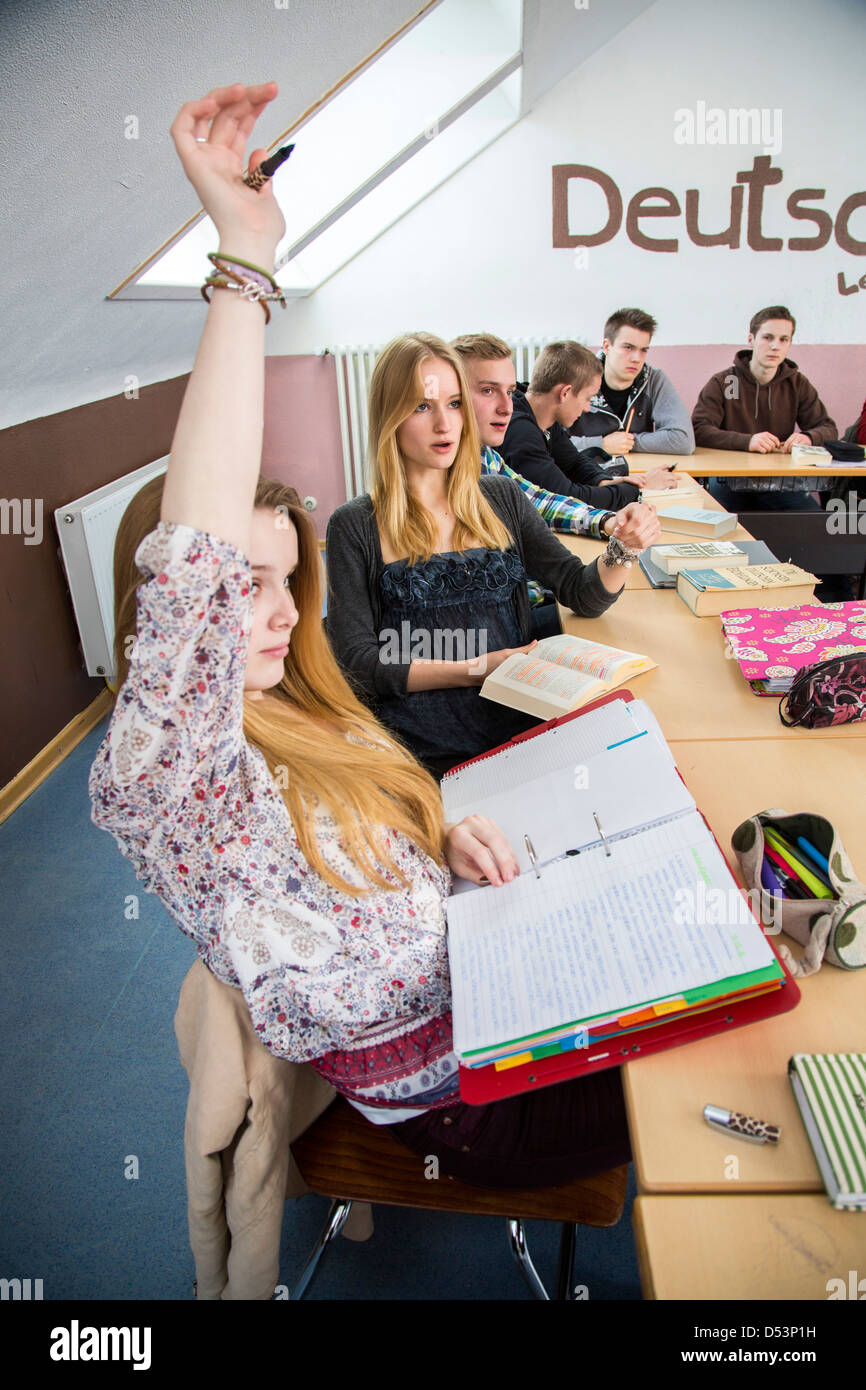 Students at a high school, in the classroom, at a lesson Stock Photo ...