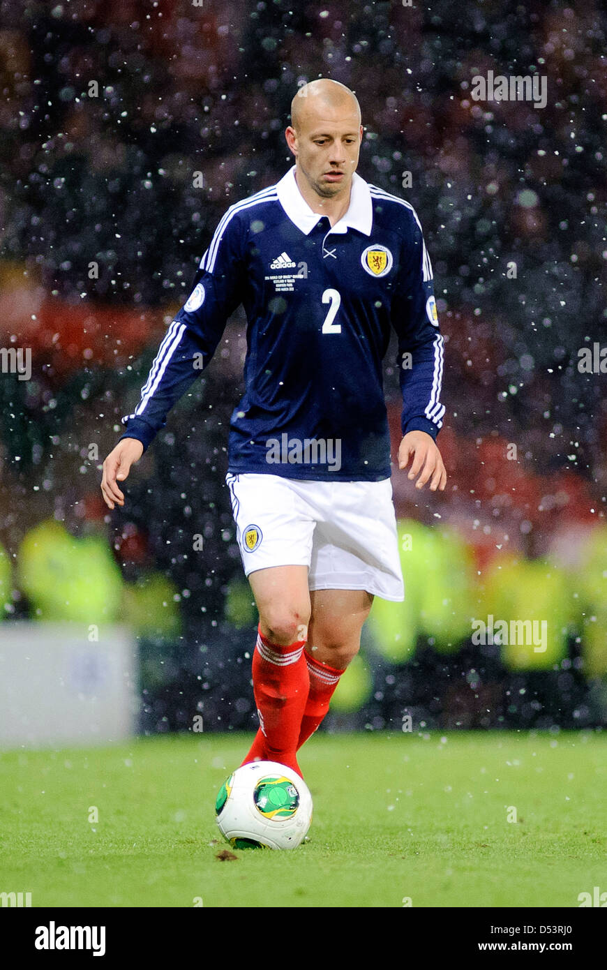 Alan Hutton in action during the World Cup Group A game at Hampden Park ...