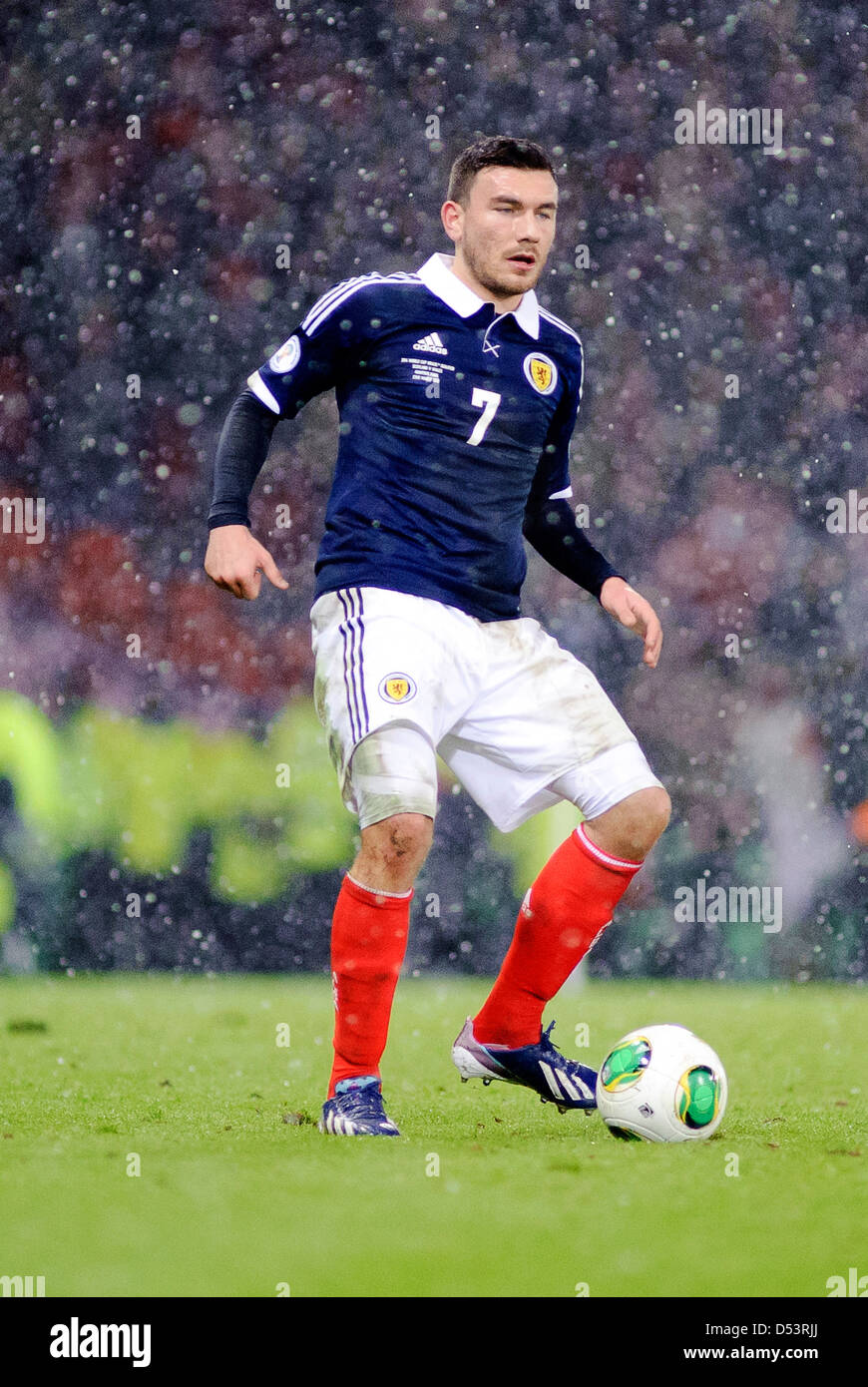 Robert Snodgrass in action during the World Cup Group A game at Hampden ...